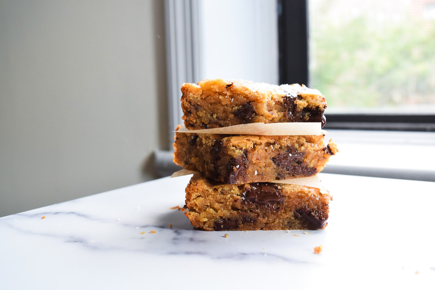 Browned Butter Chocolate Chip Blondies - loaves & such